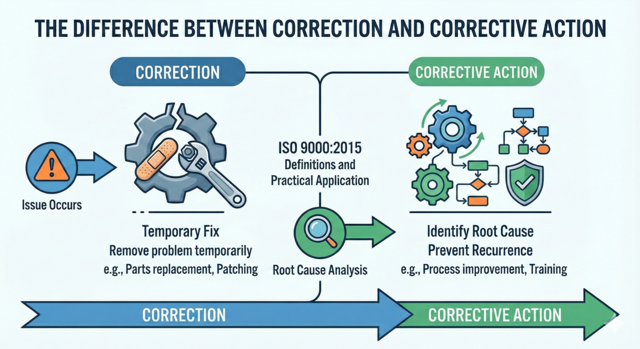 The Difference Between Correction and Corrective Action: ISO 9000:2015 ...